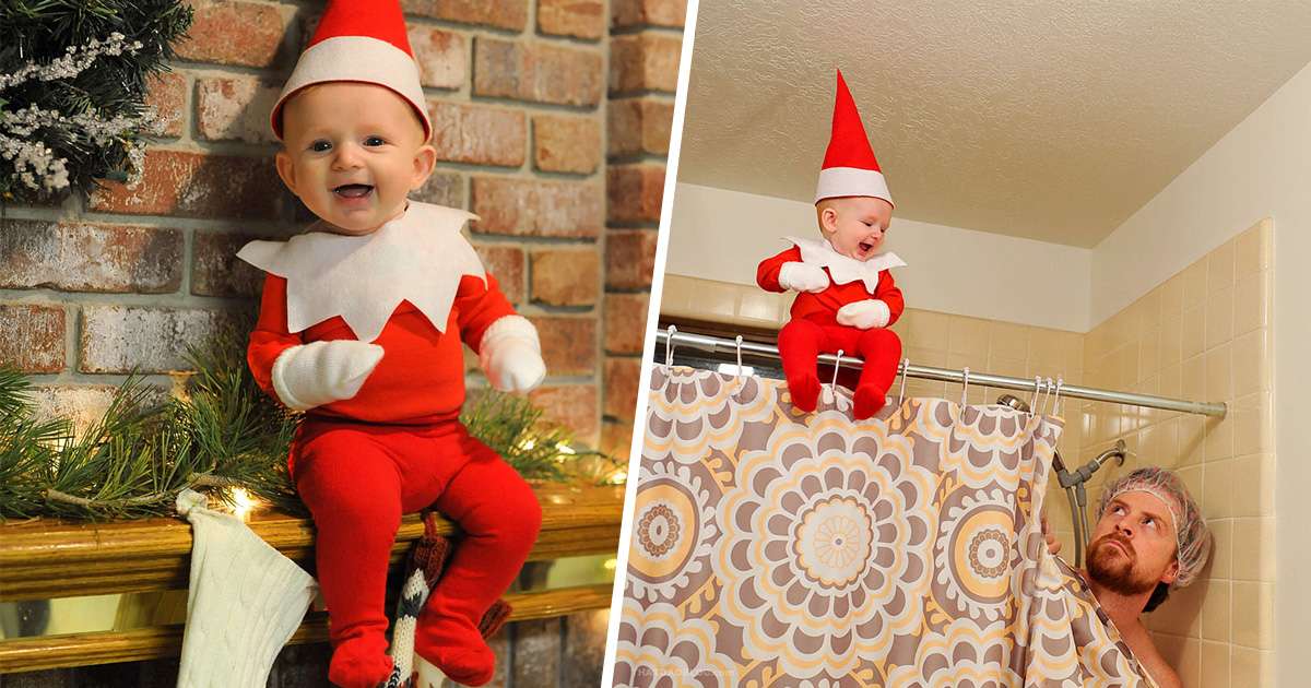 Ce papa de six enfants a transformé son bébé en adorable lutin de Noël ...